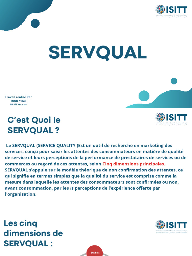 Modèle SERVQUAL : Évaluation de la qualité | PDF