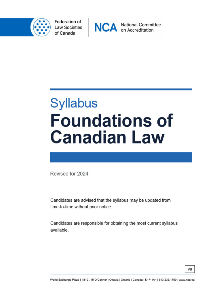 Foundations of Canadian Law 2024 | PDF | Common Law | Precedent
