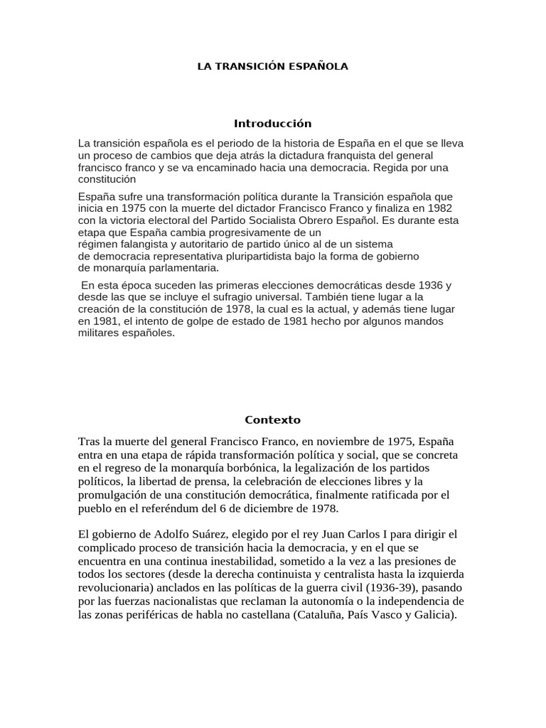 La Transición Española | PDF | España | España franquista