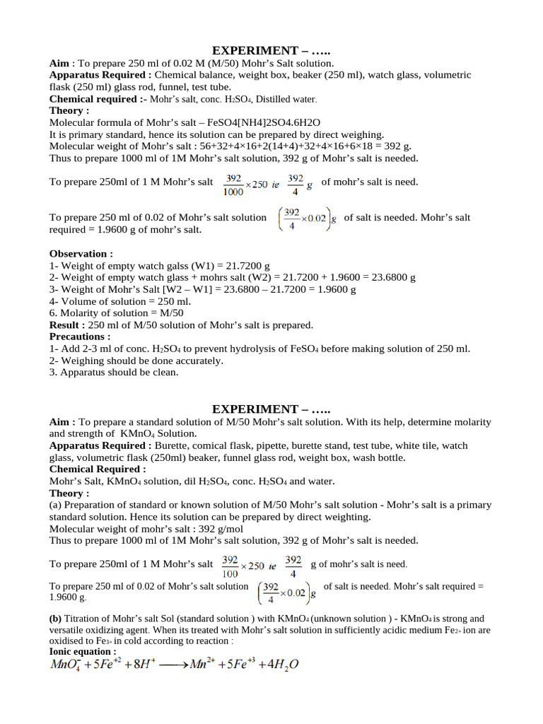 practical Chemistry class 12th | PDF | Titration | Chemistry