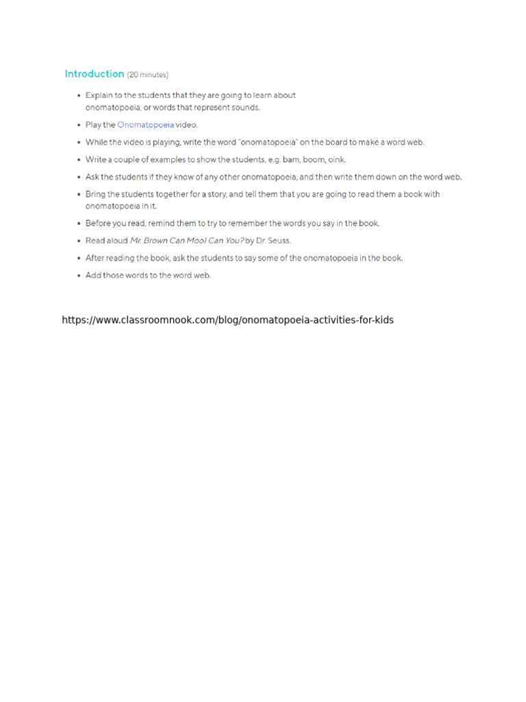 onomatopoeia LESSON PLAN | PDF