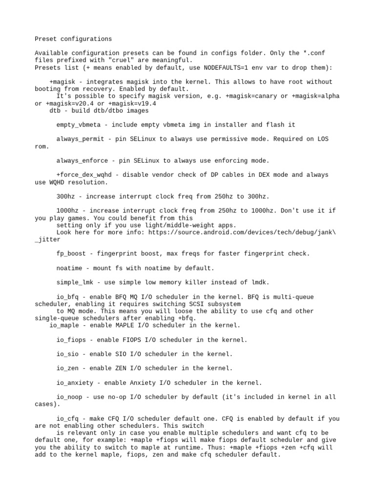 Kernel Configuration Presets Guide | PDF | Software Repository | Android (Operating System)