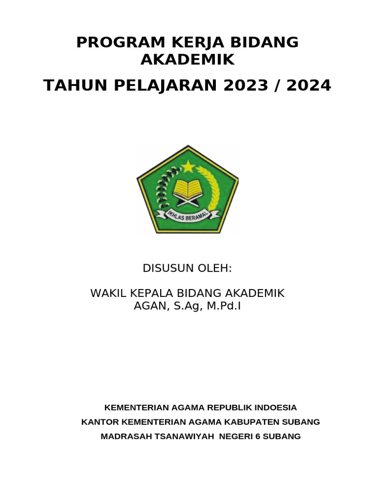 Program Bidang Kurikulum 2023-2024 | PDF