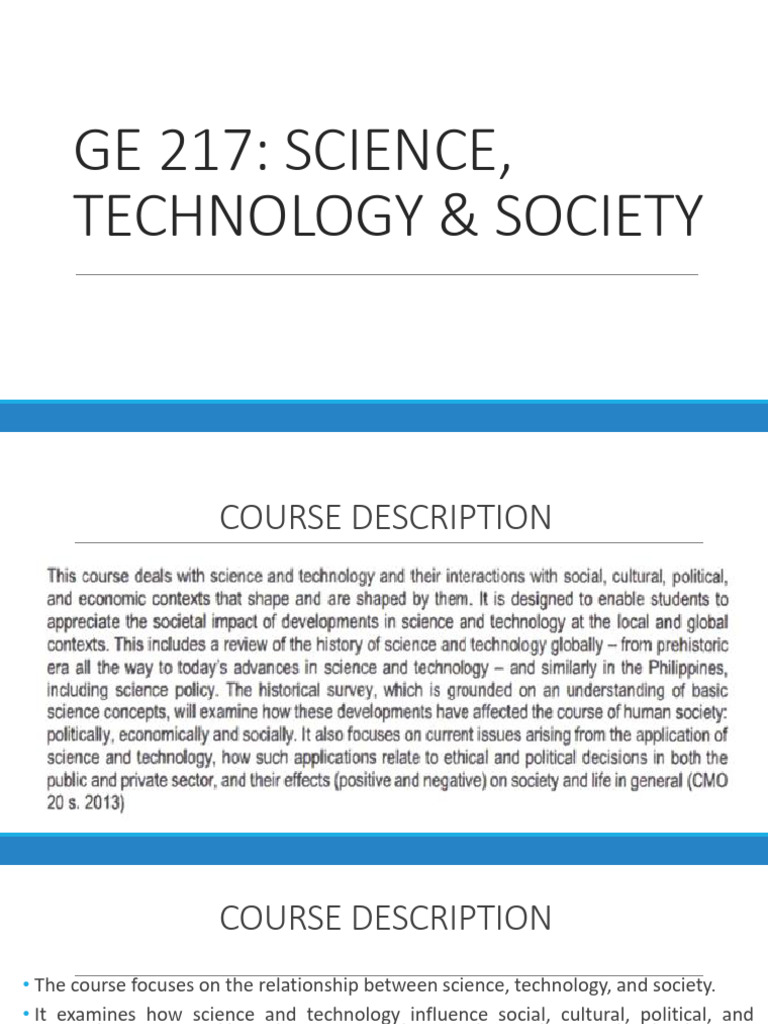 GE 217 - Introduction to STS | PDF | Science | Scientific Method