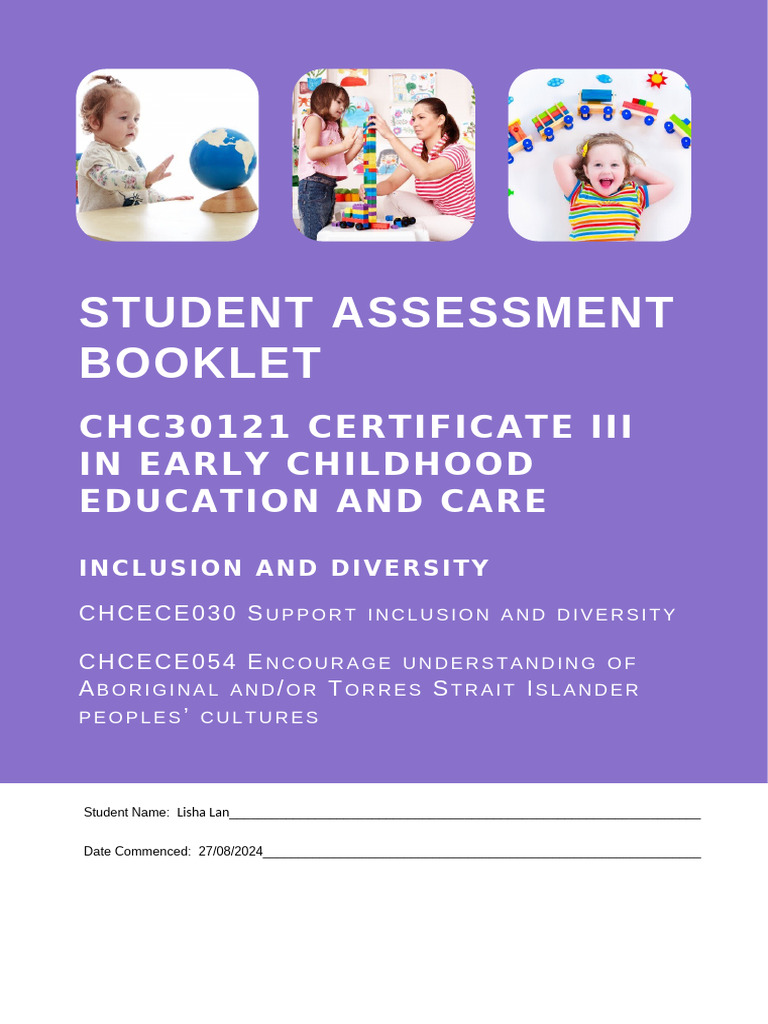 CHCECE030 - CHCECE054 - Student Assessment Booklet.v2.0 | PDF ...