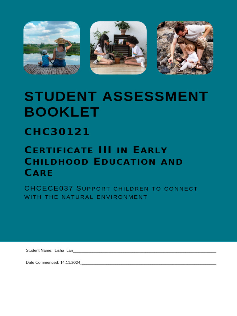 完成CHCECE037 - Student Assessment Booklet.v2.0 | PDF | Sustainability ...