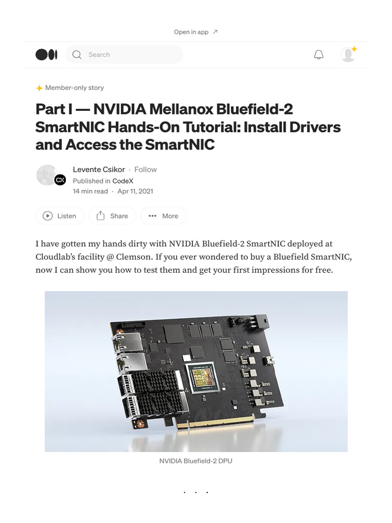 Part I - NVIDIA Mellanox Bluefield-2 SmartNIC Hands-On Tutorial Levente Csikor CodeX | PDF ...
