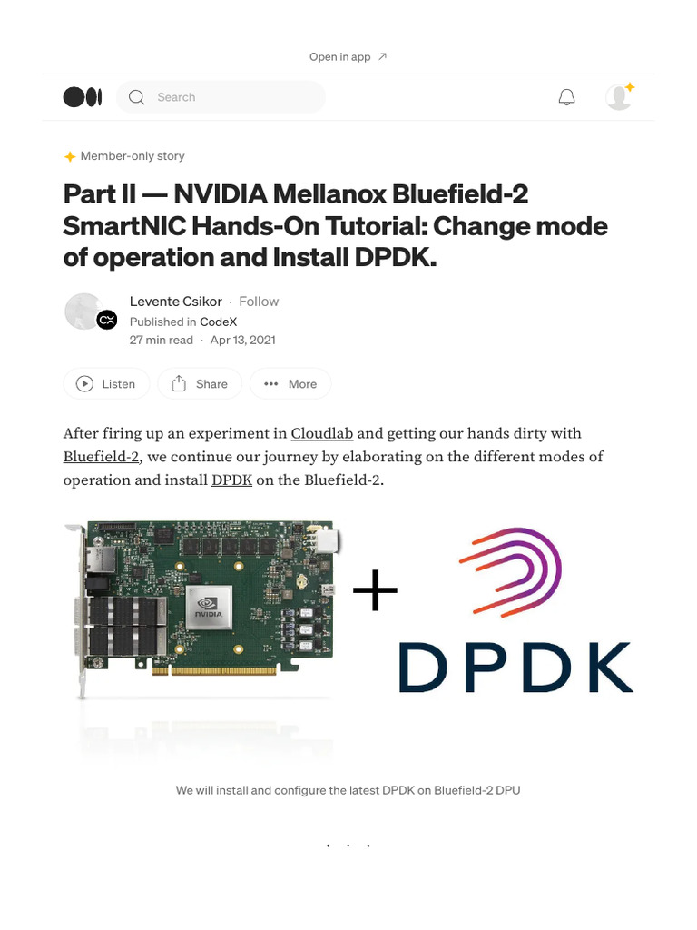 Part II - NVIDIA Mellanox Bluefield-2 SmartNIC Hands-On Tutorial Levente Csikor CodeX | PDF ...