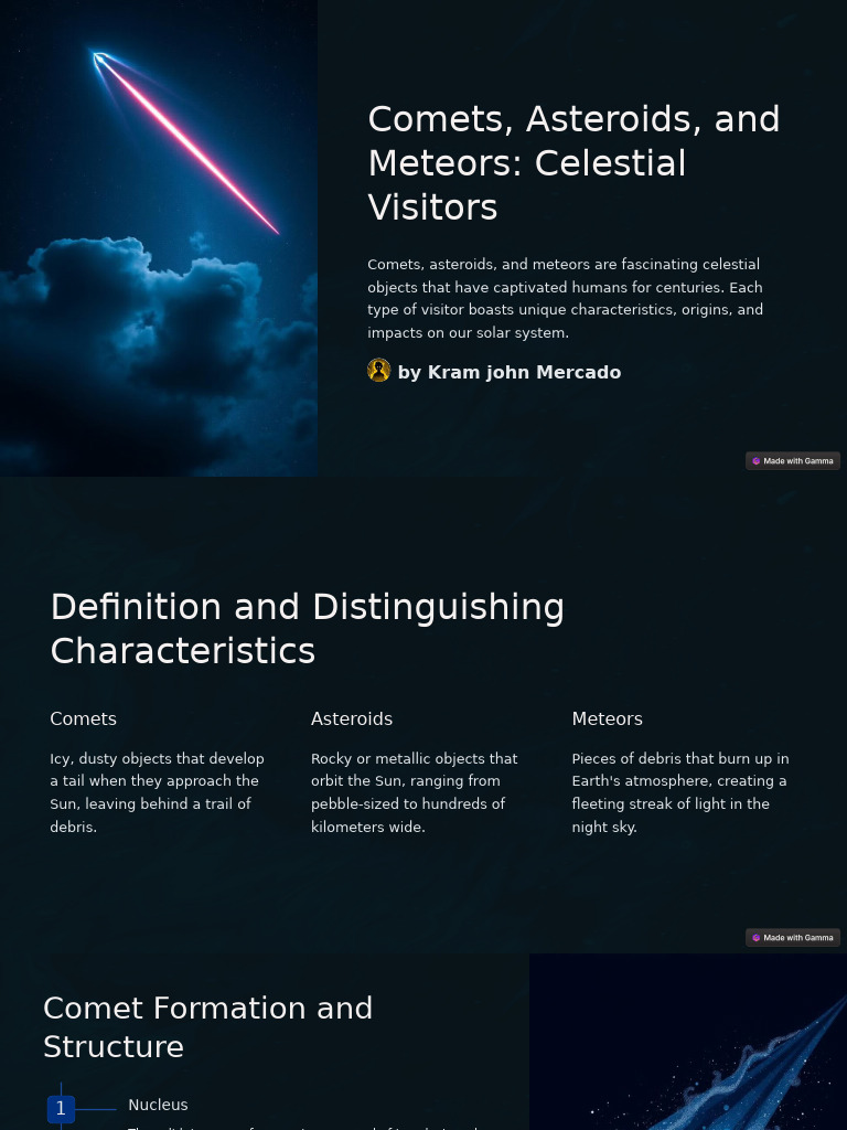 Comets Asteroids and Meteors Celestial Visitors | PDF | Comet | Meteoroid