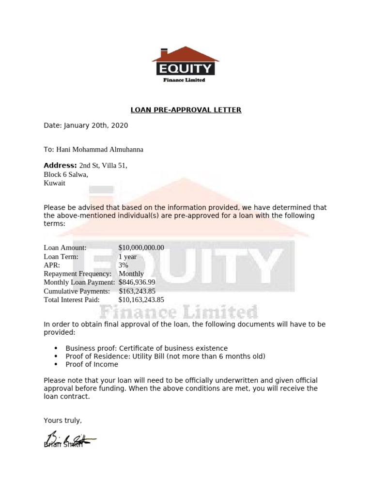 Pre-Approval Letter | PDF