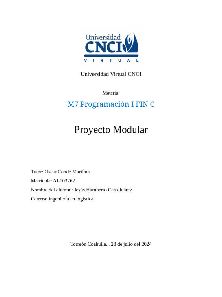 PROYECTO MODULAR programacion | PDF | C ++ | Lenguaje de programación