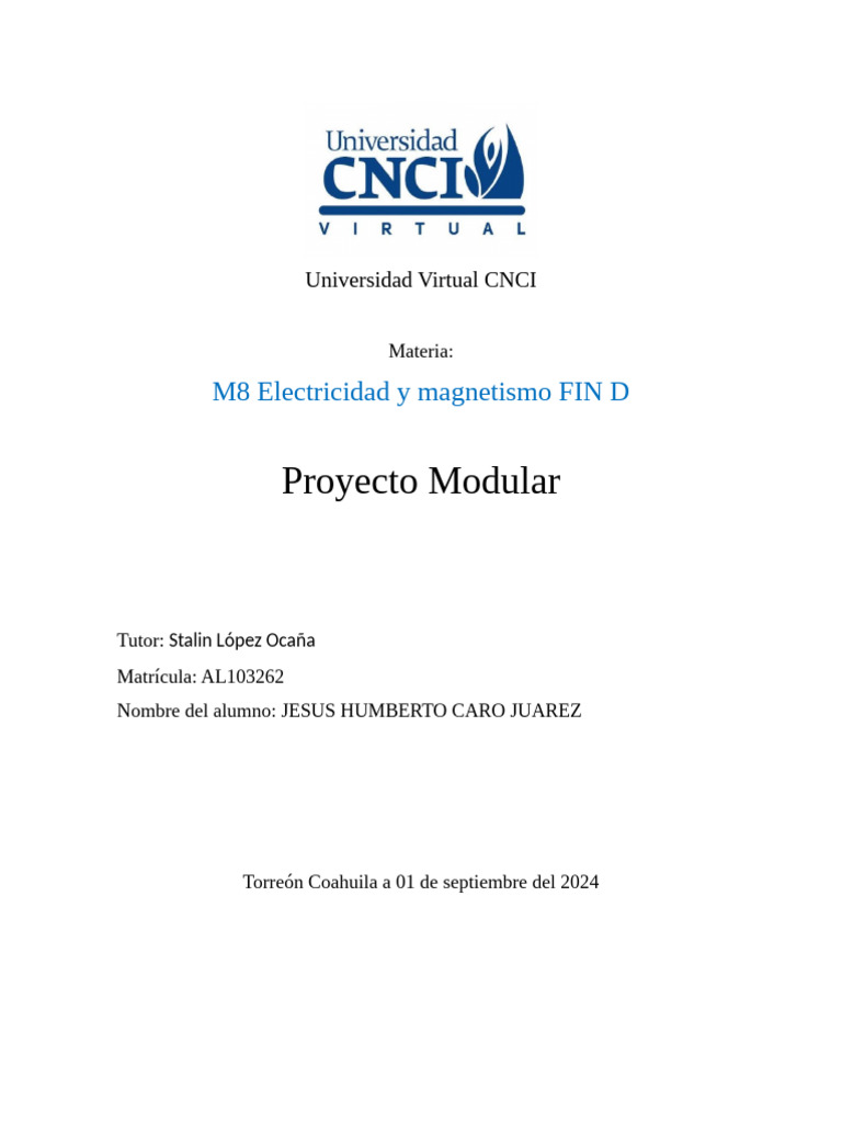PROYECVTO MODULLAR ELECTRICIDAD | PDF | Electricidad | Campo magnético