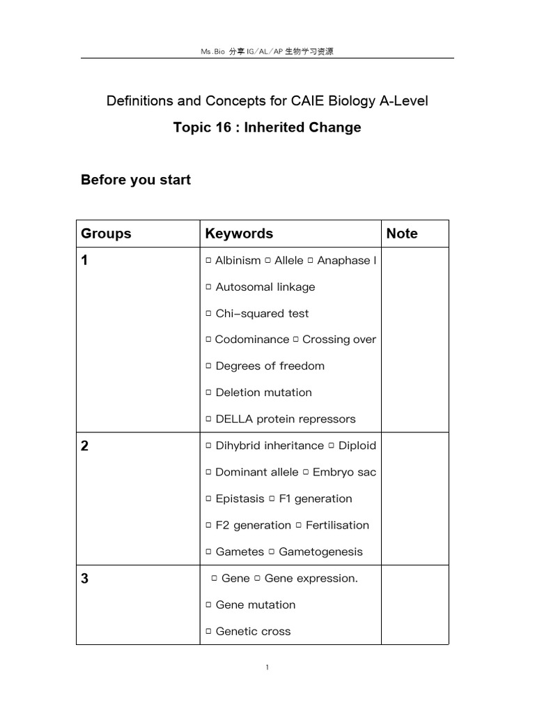 Topic 16 - Inherited Change | PDF | Meiosis | Genetics Topic 16 - Inherited Change | PDF | Meiosis | Genetics