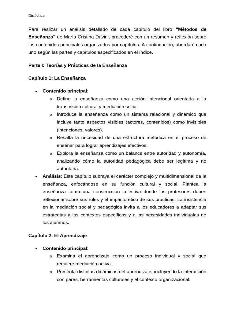 Resumen Davini | PDF | Enseñando | Aprendizaje