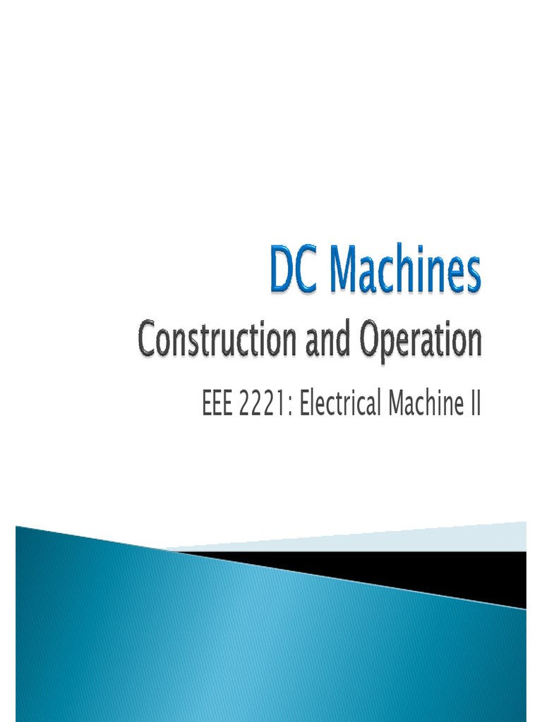 DC Machines - Construction, Operation, Armature | PDF | Electric Motor ...