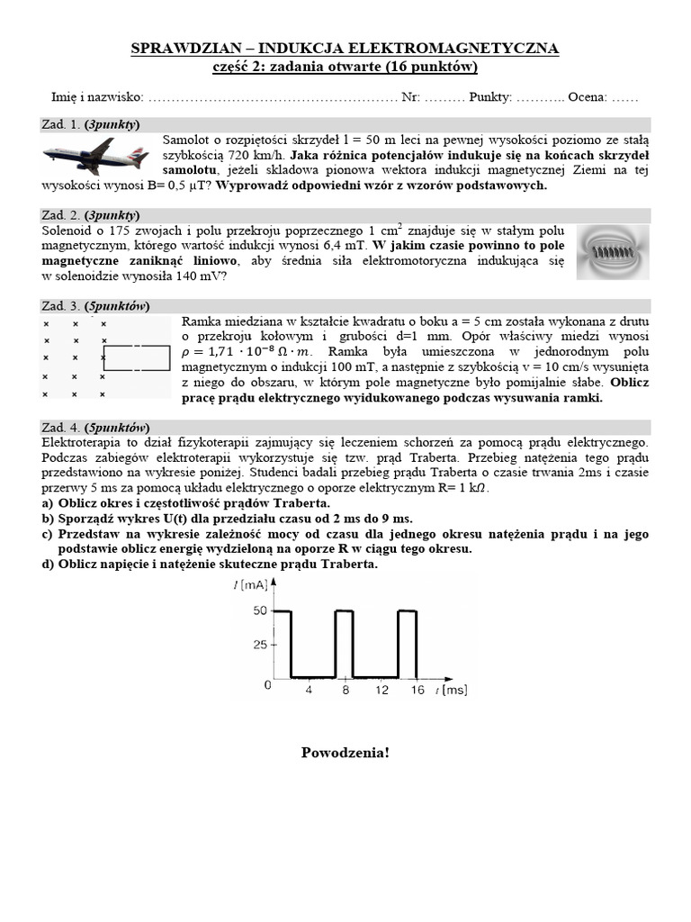 Sprawdzian Indukcja Poprawa Maturzysci | PDF