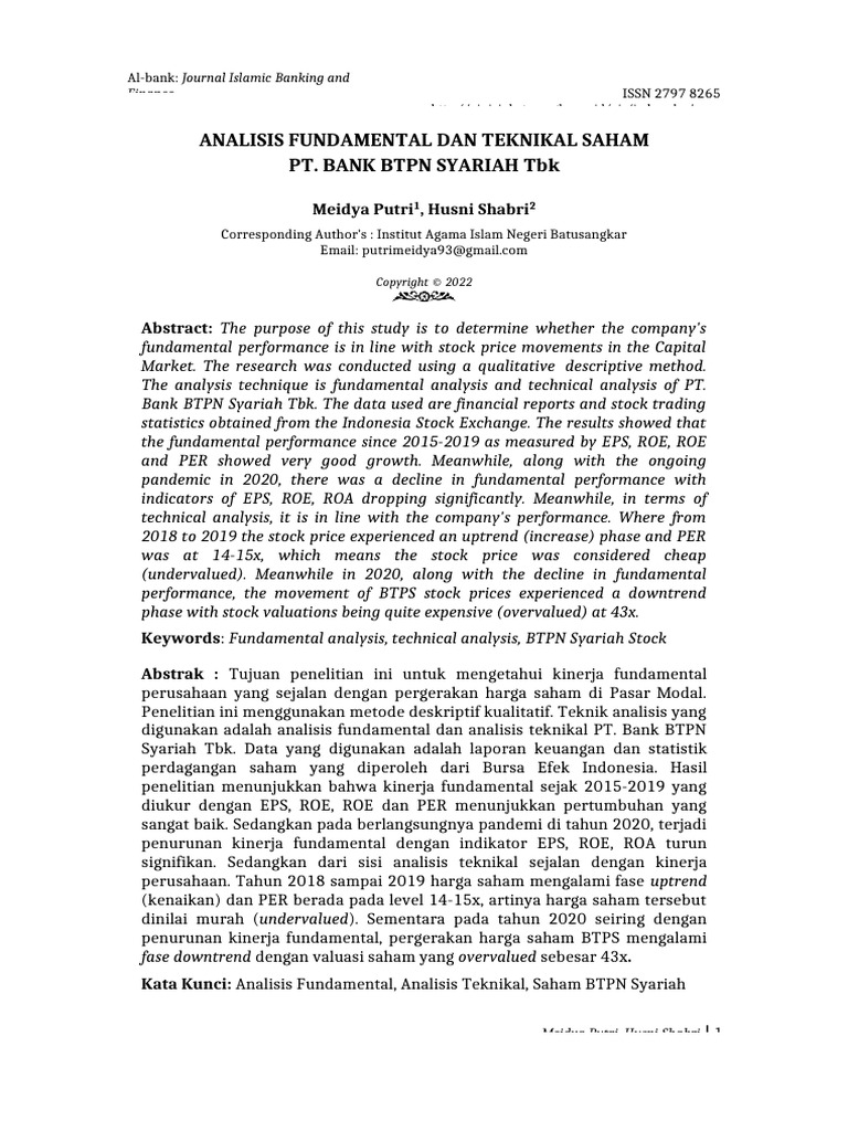 Analisis Fundamental Dan Teknikal Saham | PDF