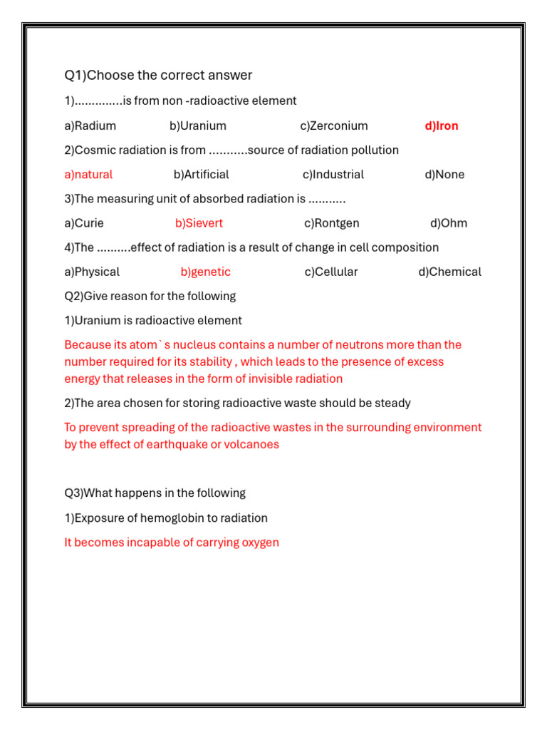 Important Questions | PDF | Radioactive Decay | Radiation