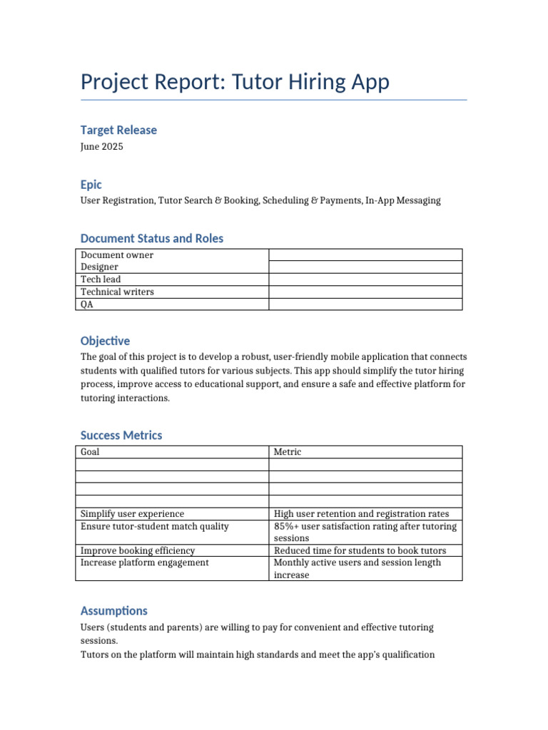 Tutor_Hiring_App_Project_Report | PDF | Mobile App | Usability