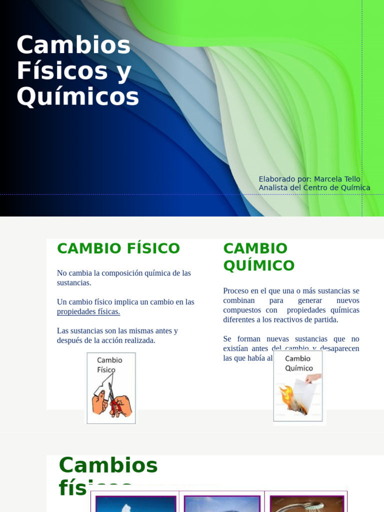 Cambios Físicos y Químicos | PDF | Sustancias químicas | Reacciones ...