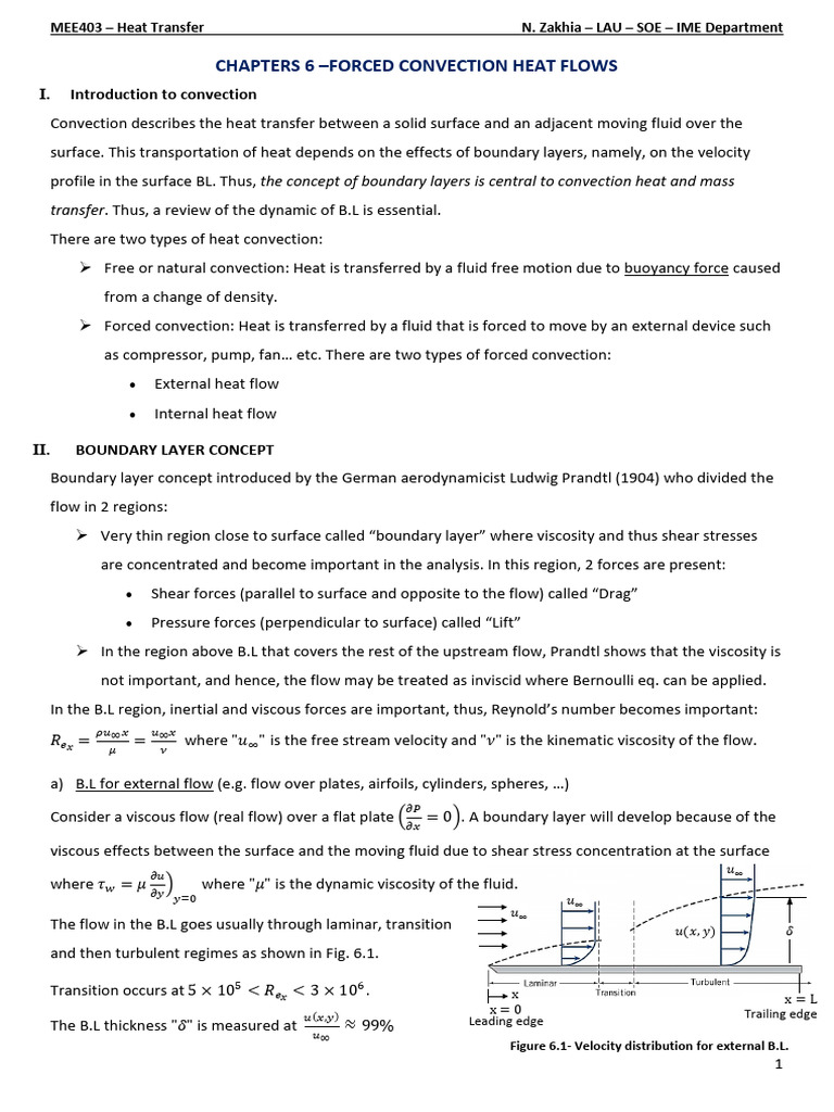 Chapter 6 - Forced Convection Heat Flows (1) | PDF | Boundary Layer | Fluid Mechanics