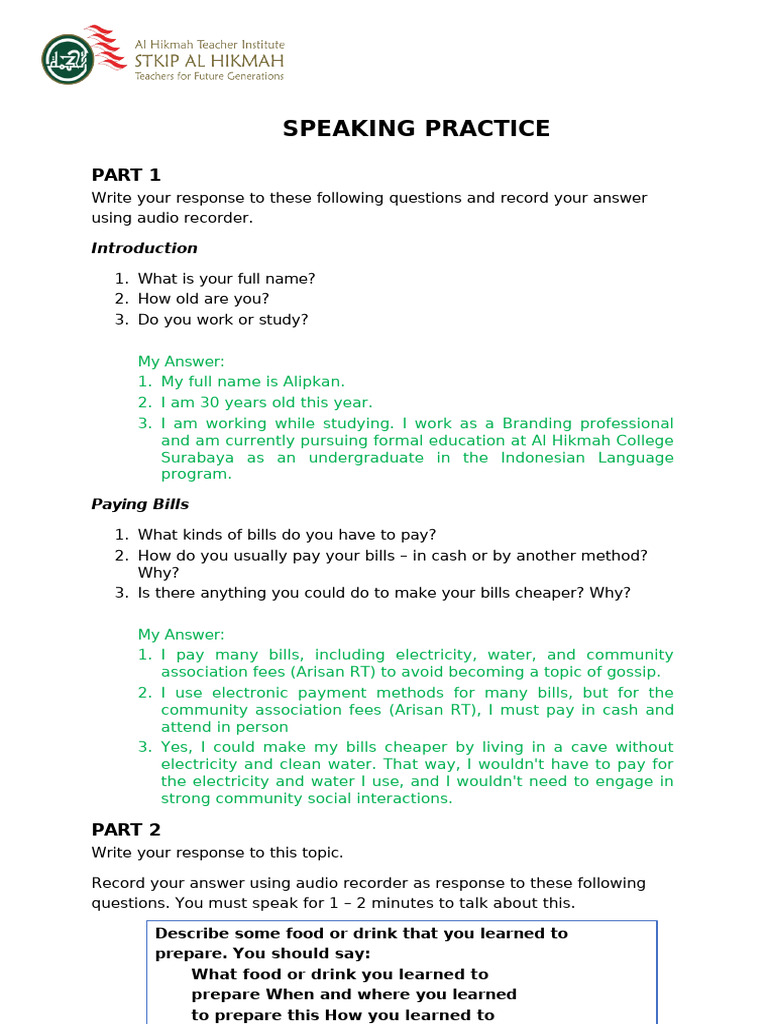 1c LKM 1_ Speaking Task (Autosaved) | PDF