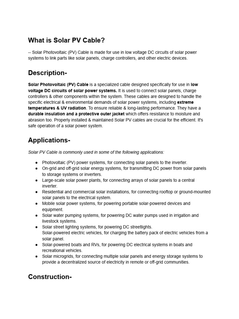 Solar-Pv-Cable | PDF | Photovoltaic System | Photovoltaics