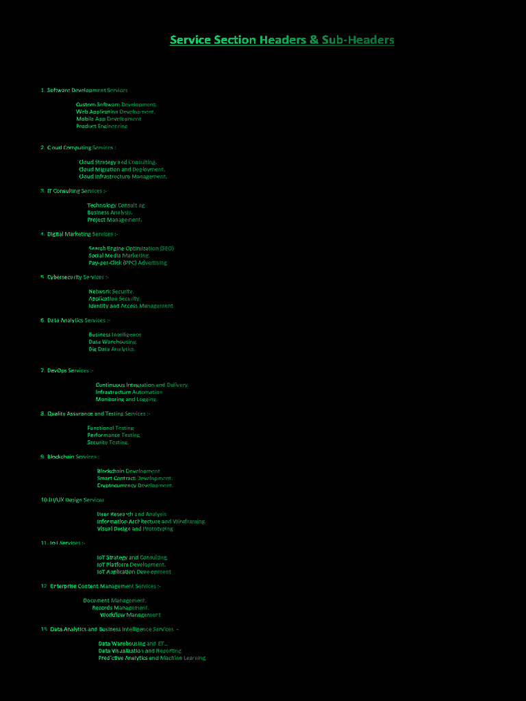 Service Section Headers & Sub-Headers | PDF