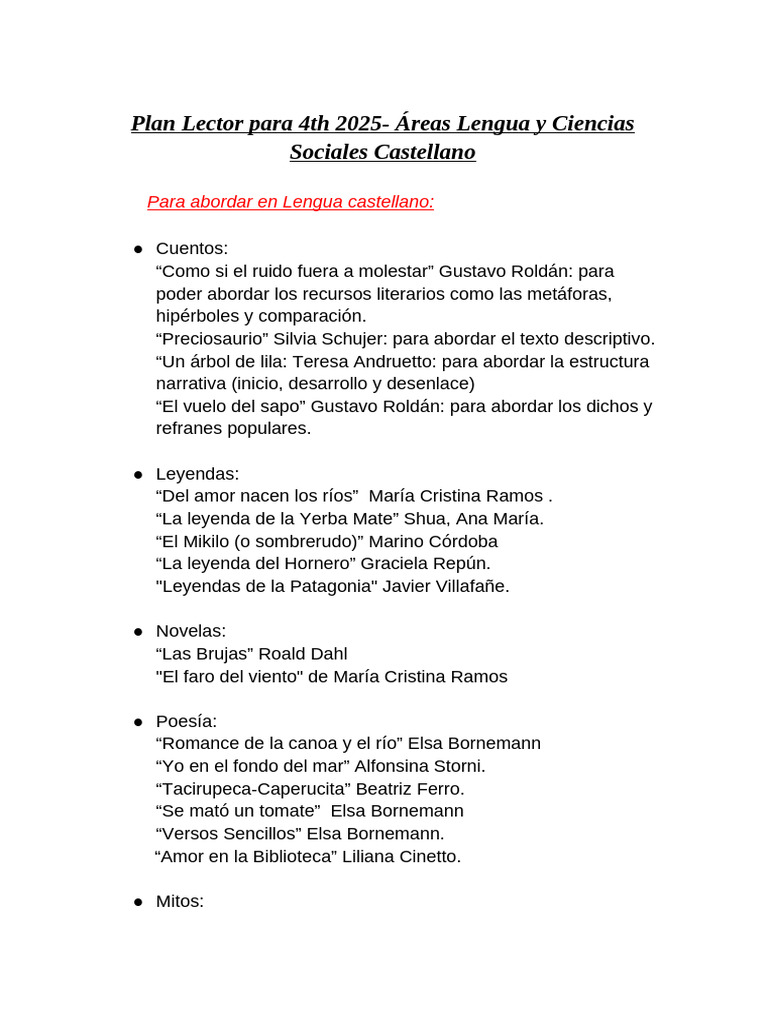 Plan Lector 2025 | PDF