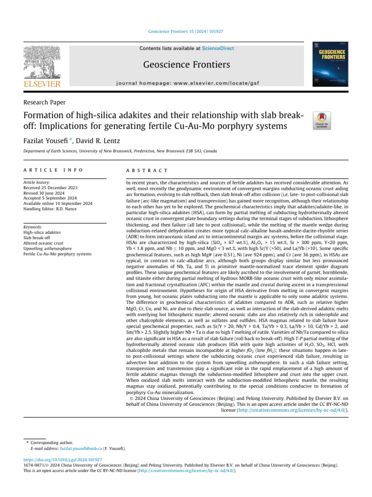 Formation of High-Silica Adakites and Their Relationship With Slab ...