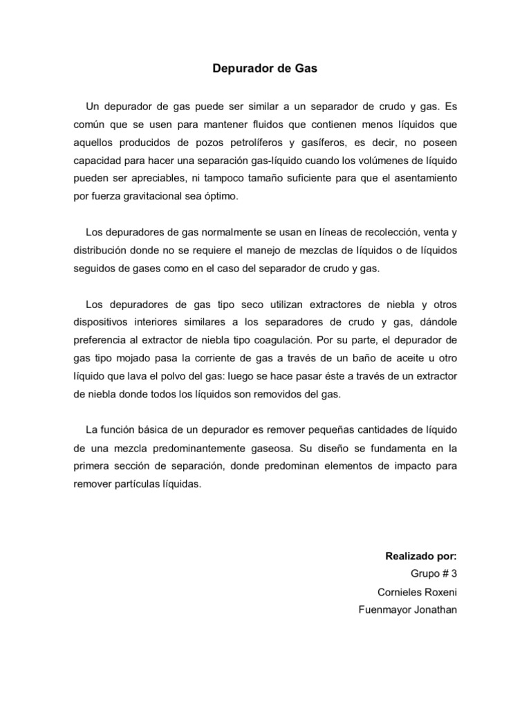 Depurador de Gas | PDF