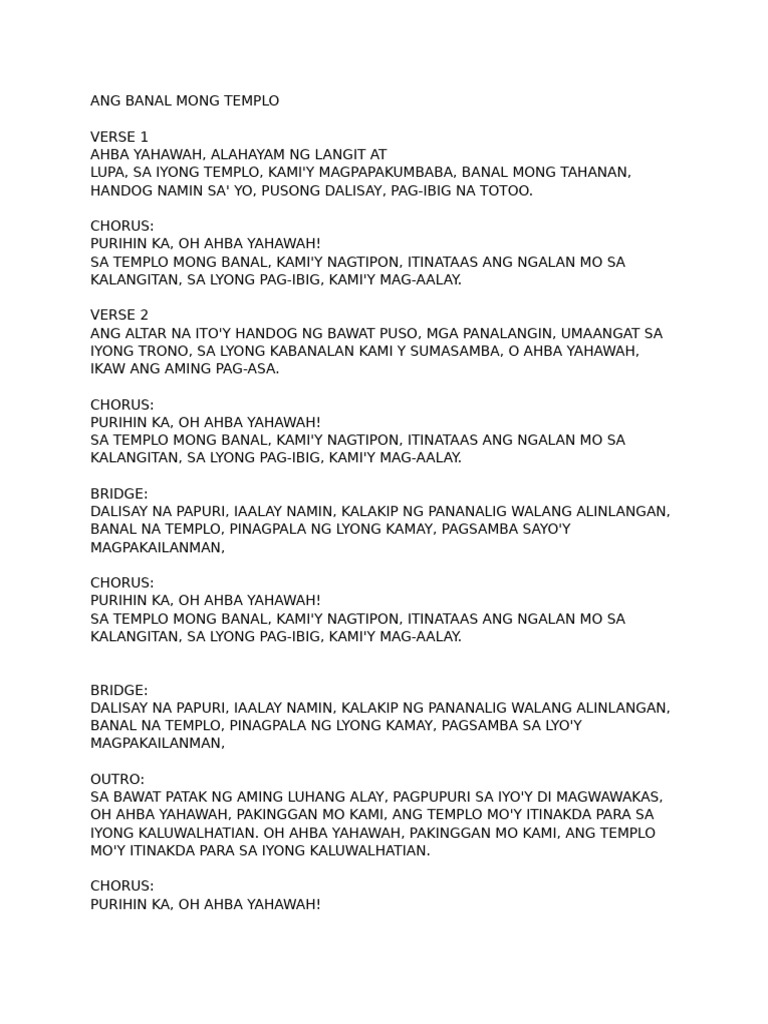 Ang Banal Mong Templo | PDF