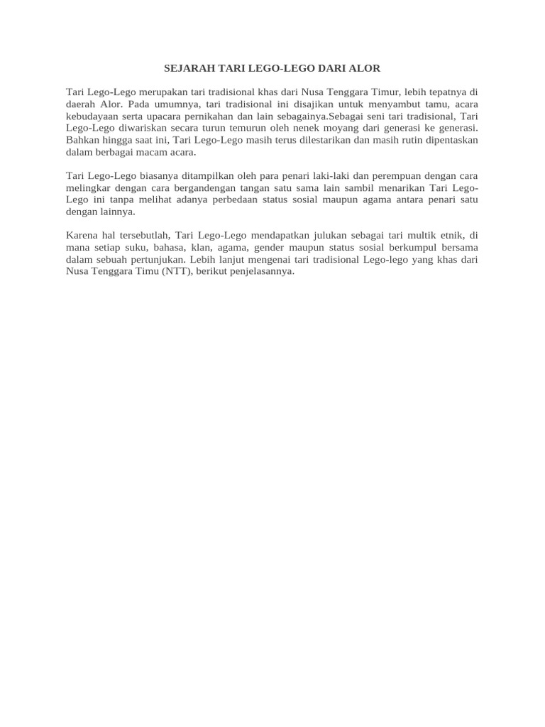Sejarah Tari Lego | PDF