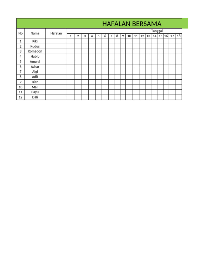 Absensi murojaah harian | PDF