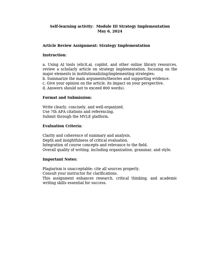 Self-Learning Activity | PDF