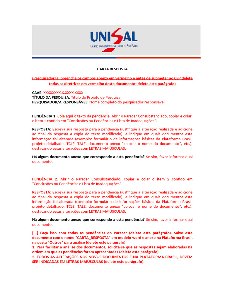 Modelo Carta Resposta | PDF