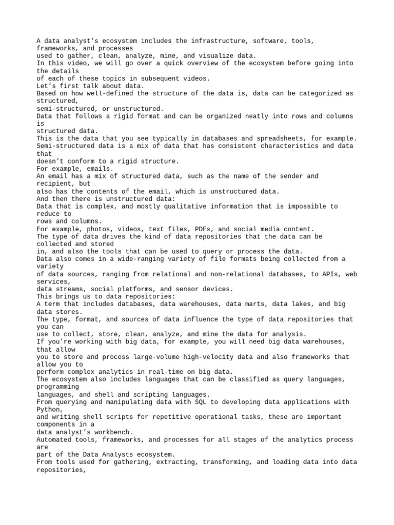 Overview of The Data Analyst Ecosystem-En | PDF | Data | Data Analysis