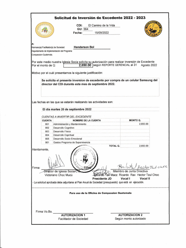 Solicitud de Excedente Por Compra Celular | PDF