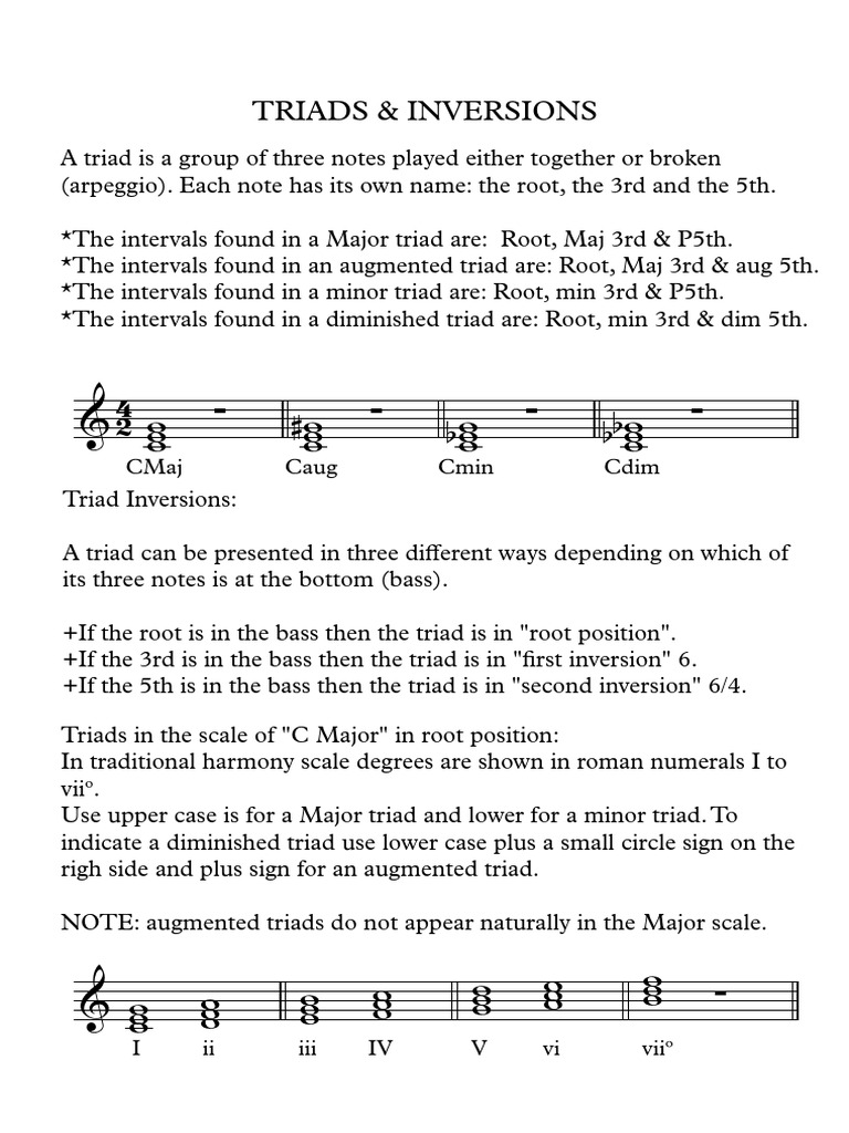Triads & Inversions | PDF | Interval (Music) | Melody