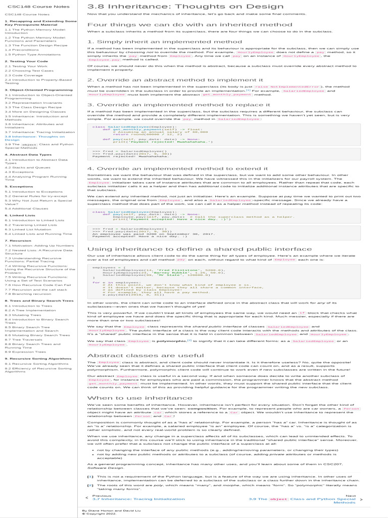 Teach Cs Toronto Edu csc148h Notes Inheritance Inheritance Design HTML ...