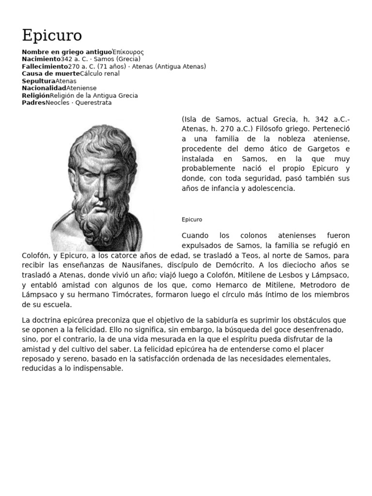 Epicuro | PDF | Estoicismo | Filosofía antigua