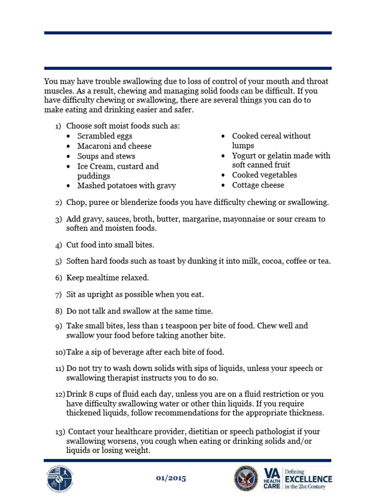 Tips For Chewing and Swallowing Problems | PDF