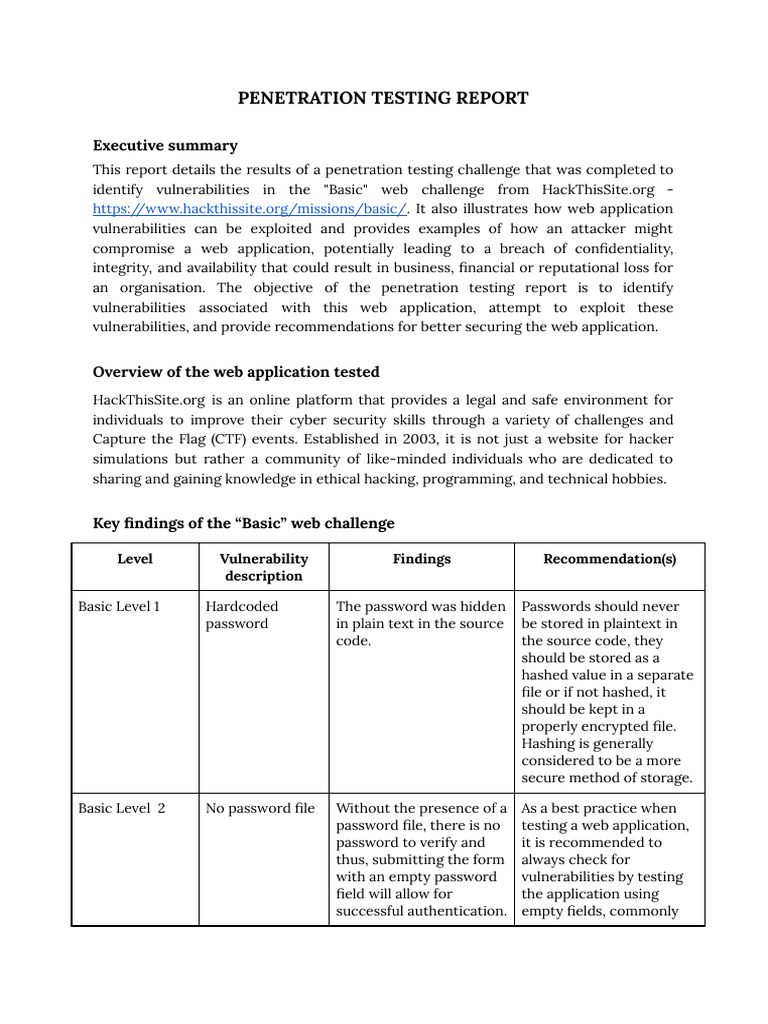 Penetration Testing Report | PDF | Http Cookie | Password