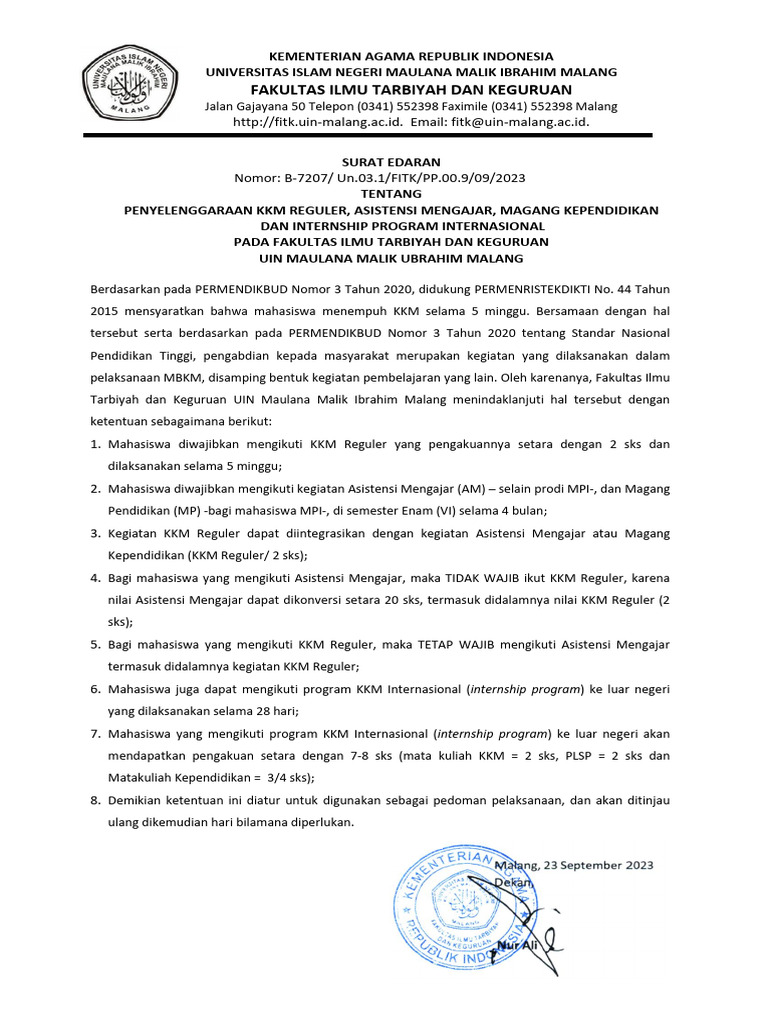 Surat Edaran Penyelenggaraan KKM, AM, Magang - PDF Fix | PDF