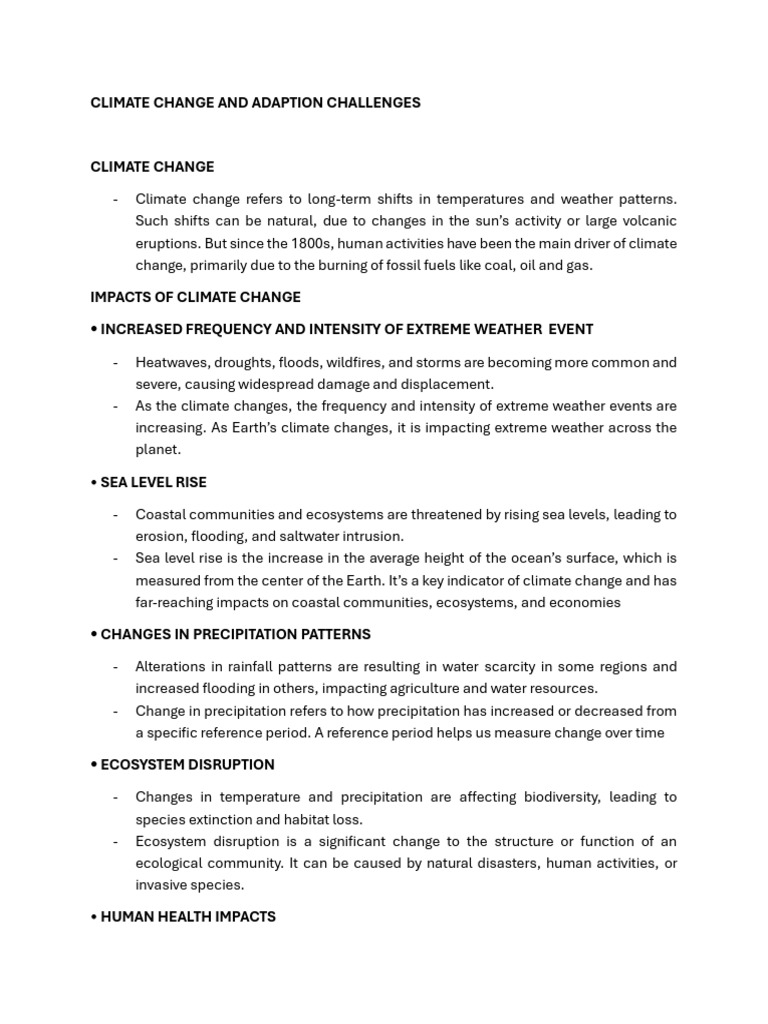 Climate Change and Adaption Challenges | PDF