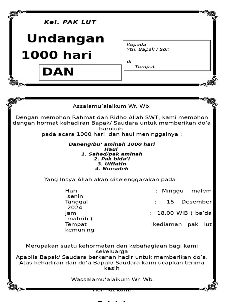 Undangan Tahlilan 40 Hari | PDF