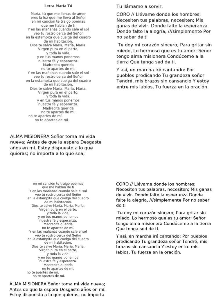 Letra Maria Tu | PDF | María, madre de Jesús | Fe
