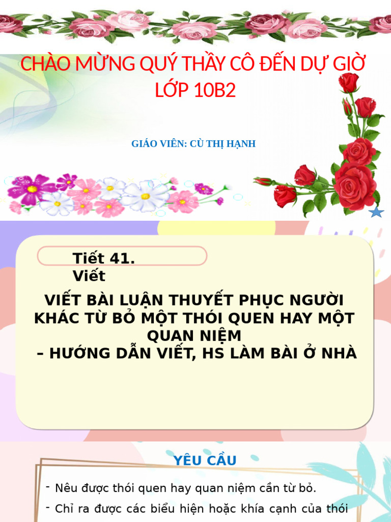 Viet Bai Luan Thuyet Phuc Nguoi Khac Tu Bo Mot Thoi Quen Hay Mot Quan Niem 107a1 | PDF