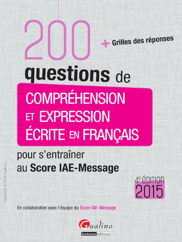200 Questions de Comprehension Et Expressione Crite en Francais | PDF