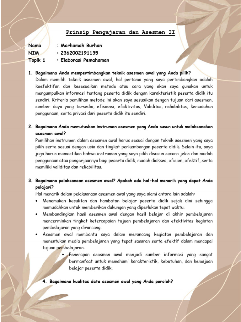 Topik 1 Elaborasi Pemahaman | PDF